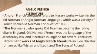 G2_ANGLO-FRENCH MEDIEVAL ENGLISH LITERATURE.pptx | Poetry | Books and ...