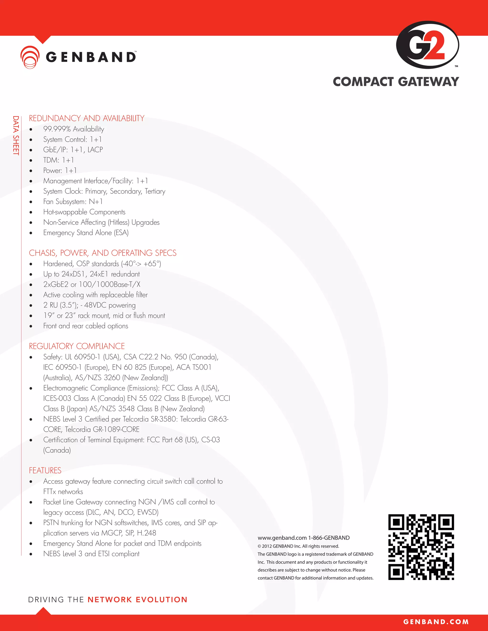 GENBAND G2 Compact Gateway | PDF