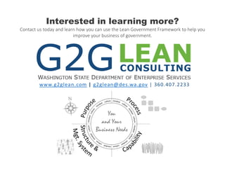 G2G Lean Consulting & The Lean Government Framework | PDF