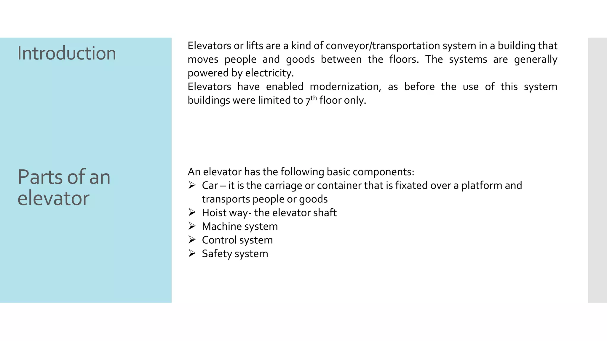 Elevator system | PPTX