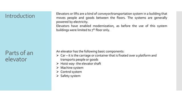 Elevator system | PPTX
