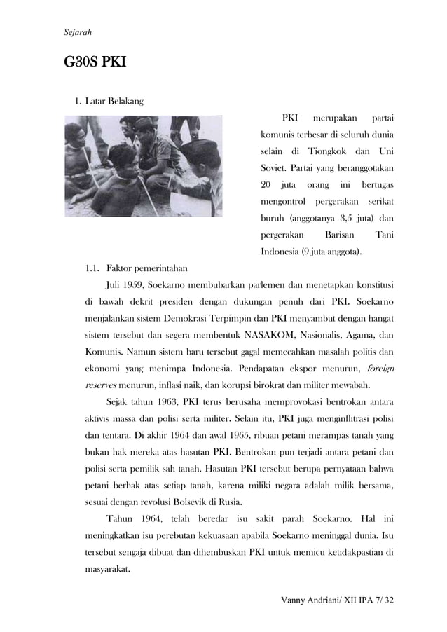 G30 S PKI dan Supersemar serta Disintegrasi Bangsa | DOCX