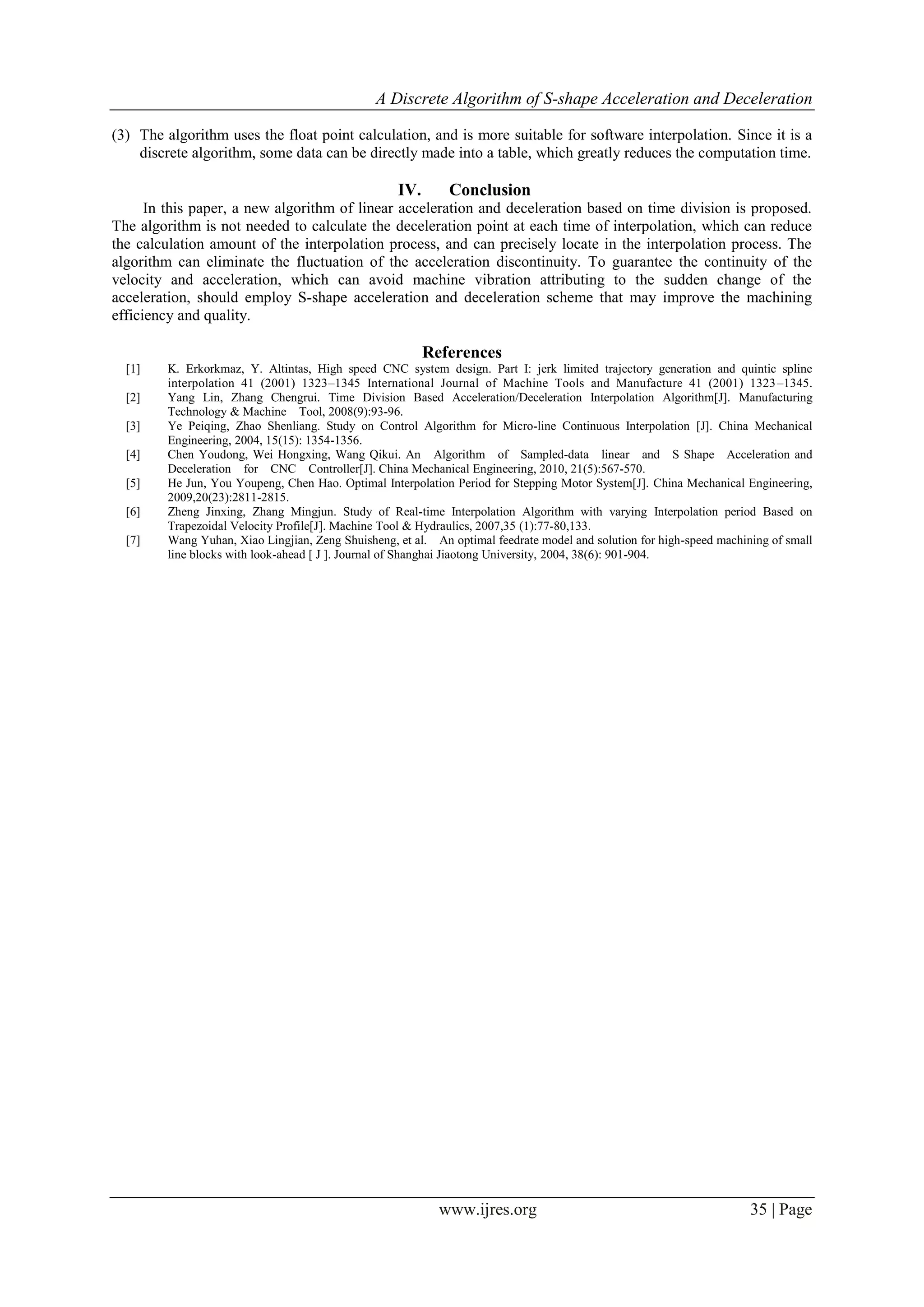 A Discrete Algorithm Of S Shape Acceleration And Deceleration Pdf