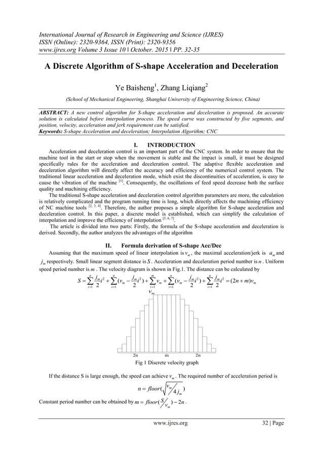 A Discrete Algorithm Of S Shape Acceleration And Deceleration Pdf
