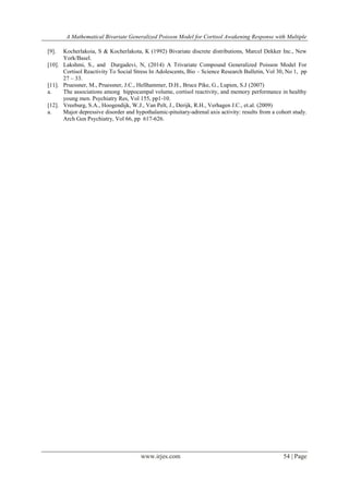 A Mathematical Bivariate Generalized Poisson Model for Cortisol ...