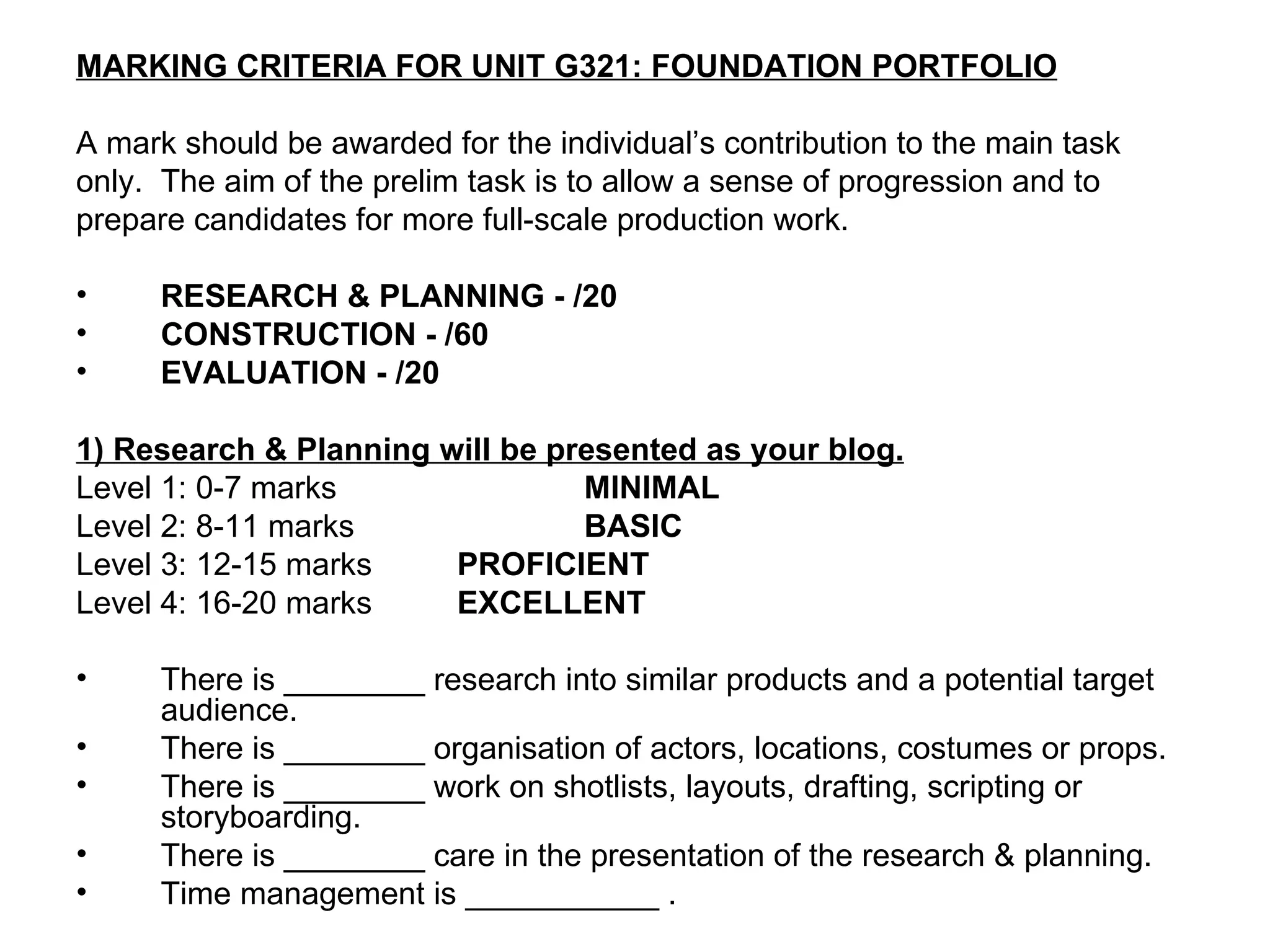 G321 Marking Criteria | PPT
