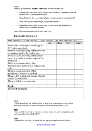 G324 advanced portfolio media production assessment grid | PDF ...