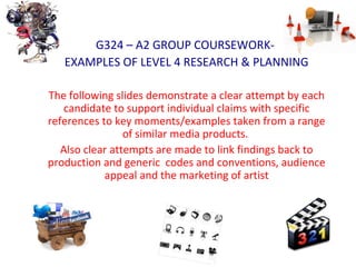 G324 excellent examples of research and planning | PPT