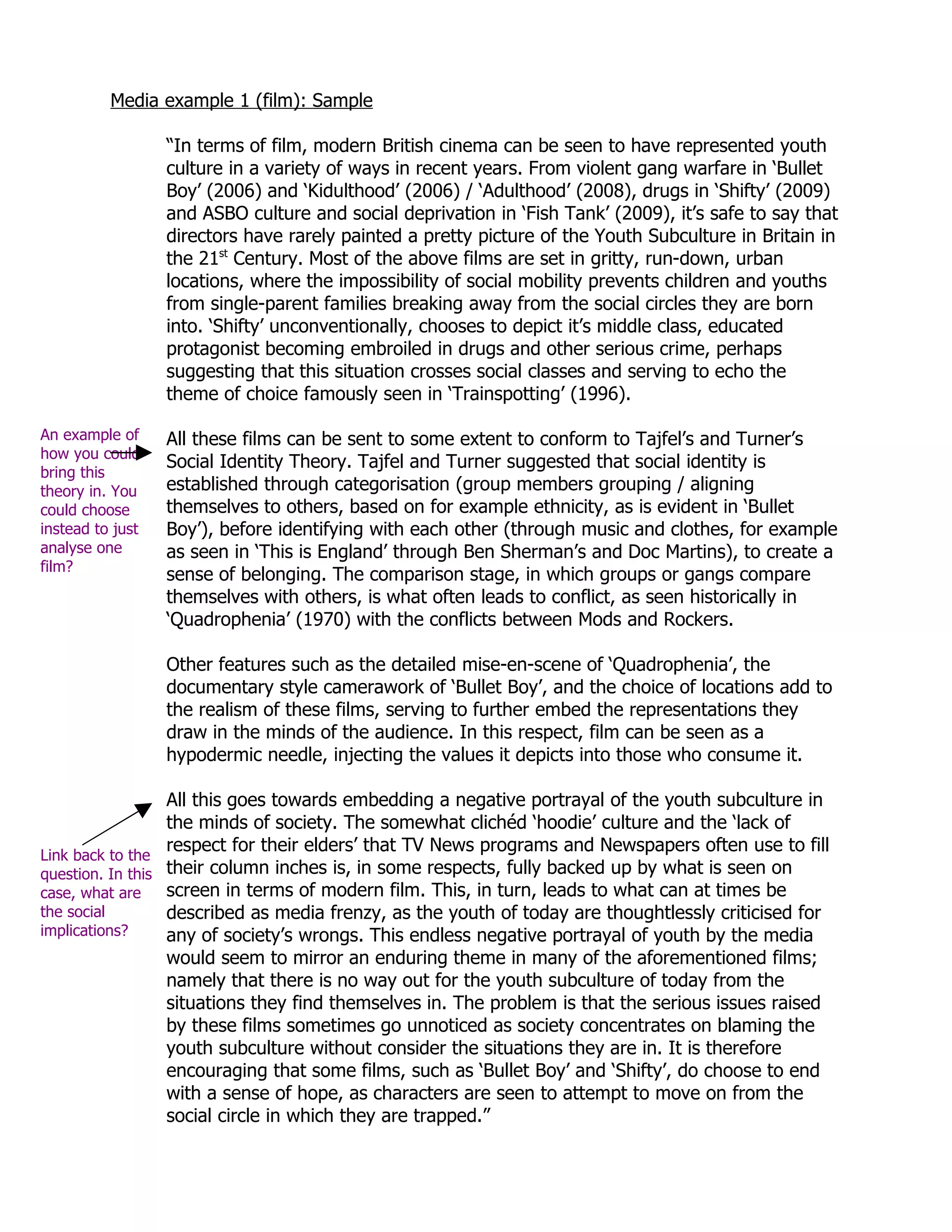 G325 example Response: Media and Collective Identity | DOC