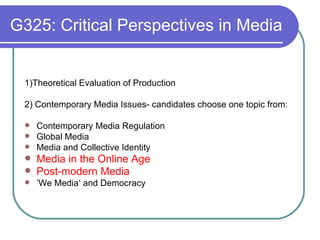 G325 introduction to critical perspectives. | PPT