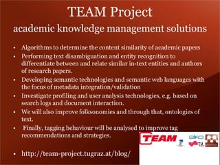 VIVO 2013 Topic Modeling Entity Extraction | PPT