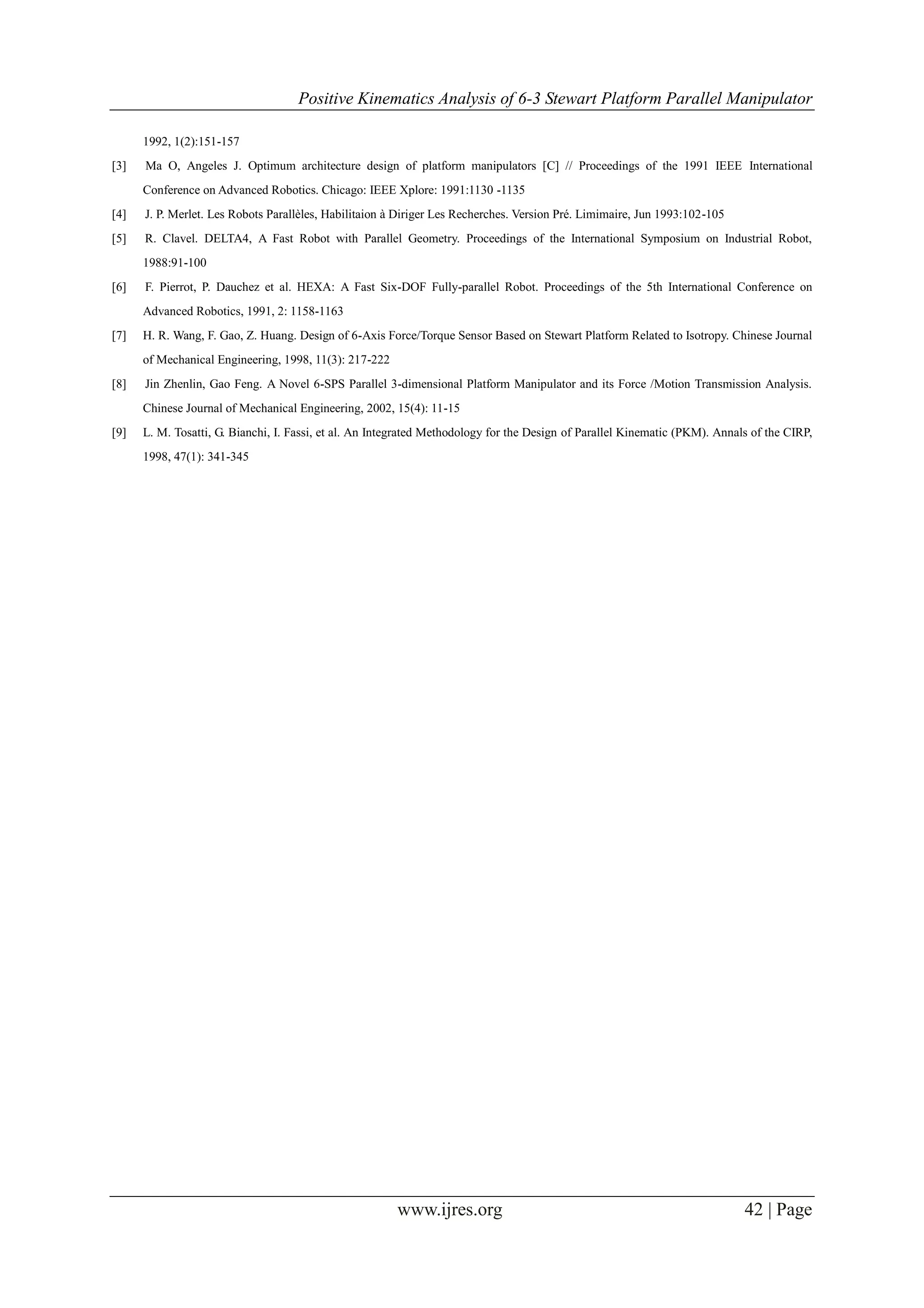Positive Kinematics Analysis of 6-3 Stewart Platform Parallel ...