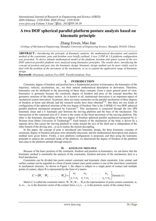 A two DOF spherical parallel platform posture analysis based on kinematic principle | PDF