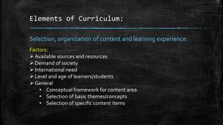 Elements of curriculum | PPTX