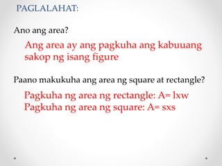 G3 q4 w6 solves routine and non routine problems involving areas of | PPTX