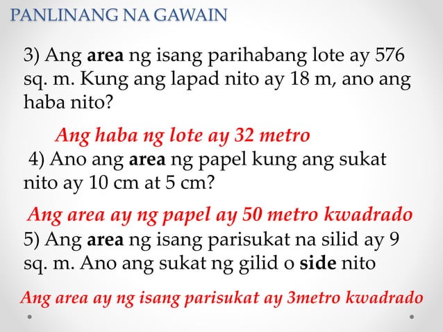 G3 q4 w6 solves routine and non routine problems involving areas of | PPTX