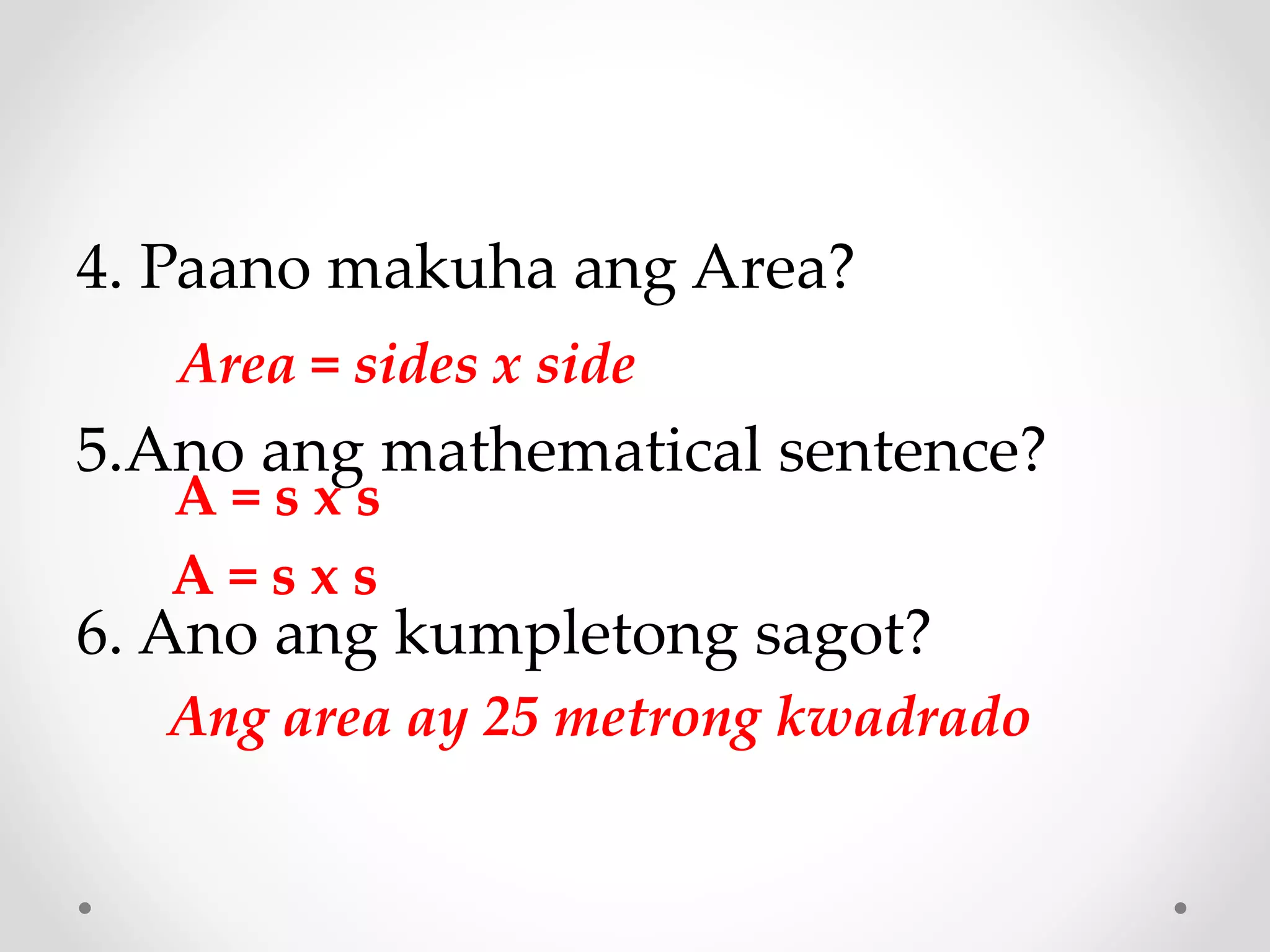 G3 q4 w6 solves routine and non routine problems involving areas of | PPTX