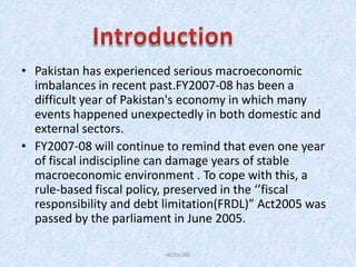 FISCAL SECTOR OF PAKISTAN | PPTX | Business Accounting & Finance | Business