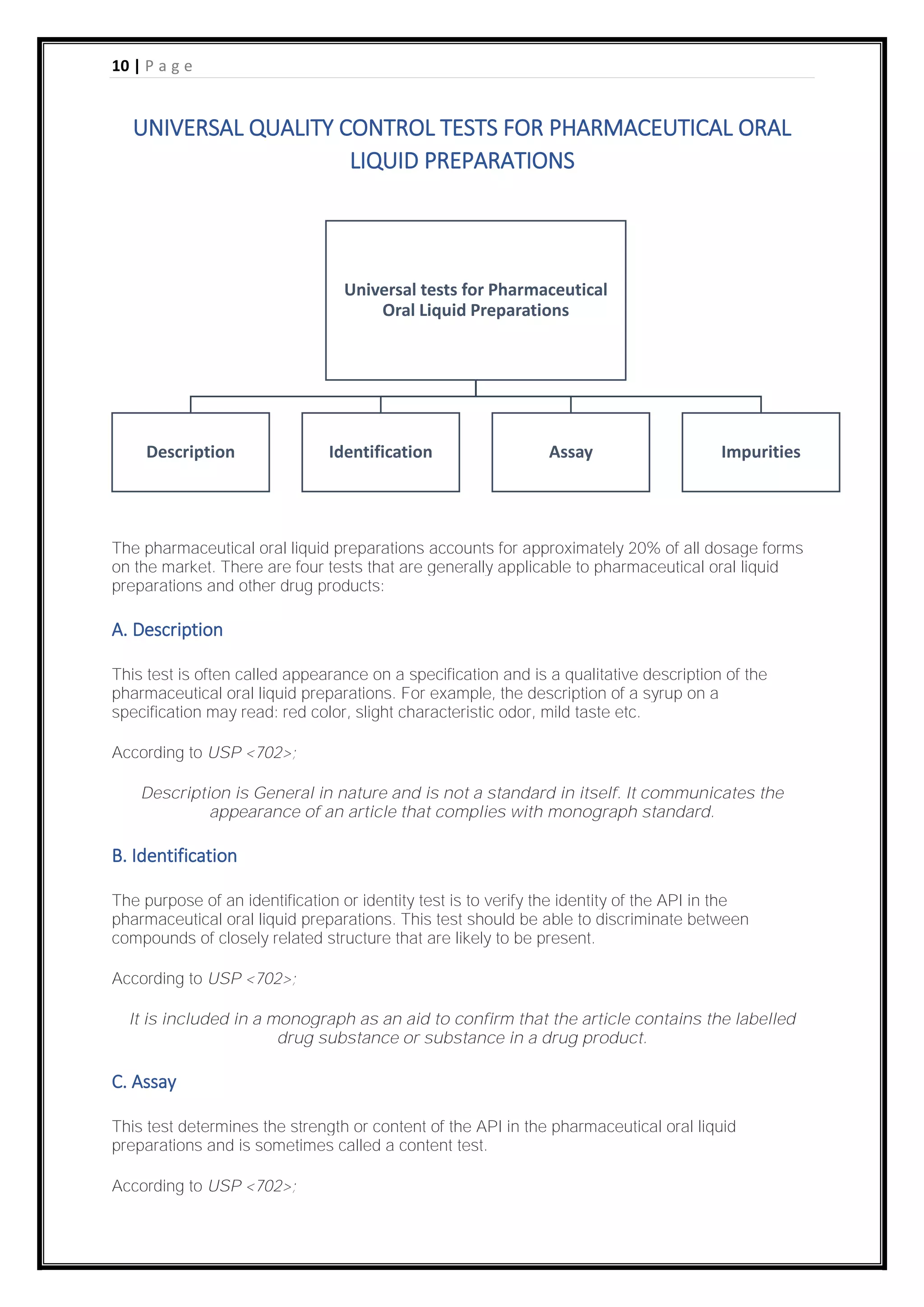 GMPs and quality control tests of liquid dosage forms | PDF