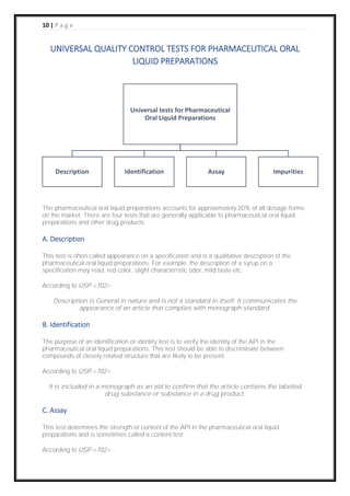 GMPs and quality control tests of liquid dosage forms | PDF