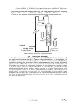 Dynamic Modeling for Gas Phase Propylene Copolymerization in a Fluidized Bed Reactor | PDF