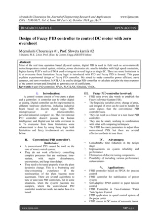 Design of Fuzzy PID controller to control DC motor with zero overshoot ...