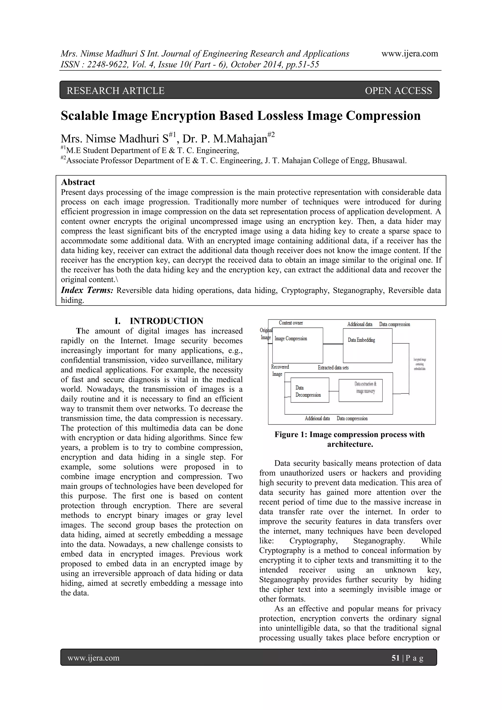 Scalable Image Encryption Based Lossless Image Compression | PDF