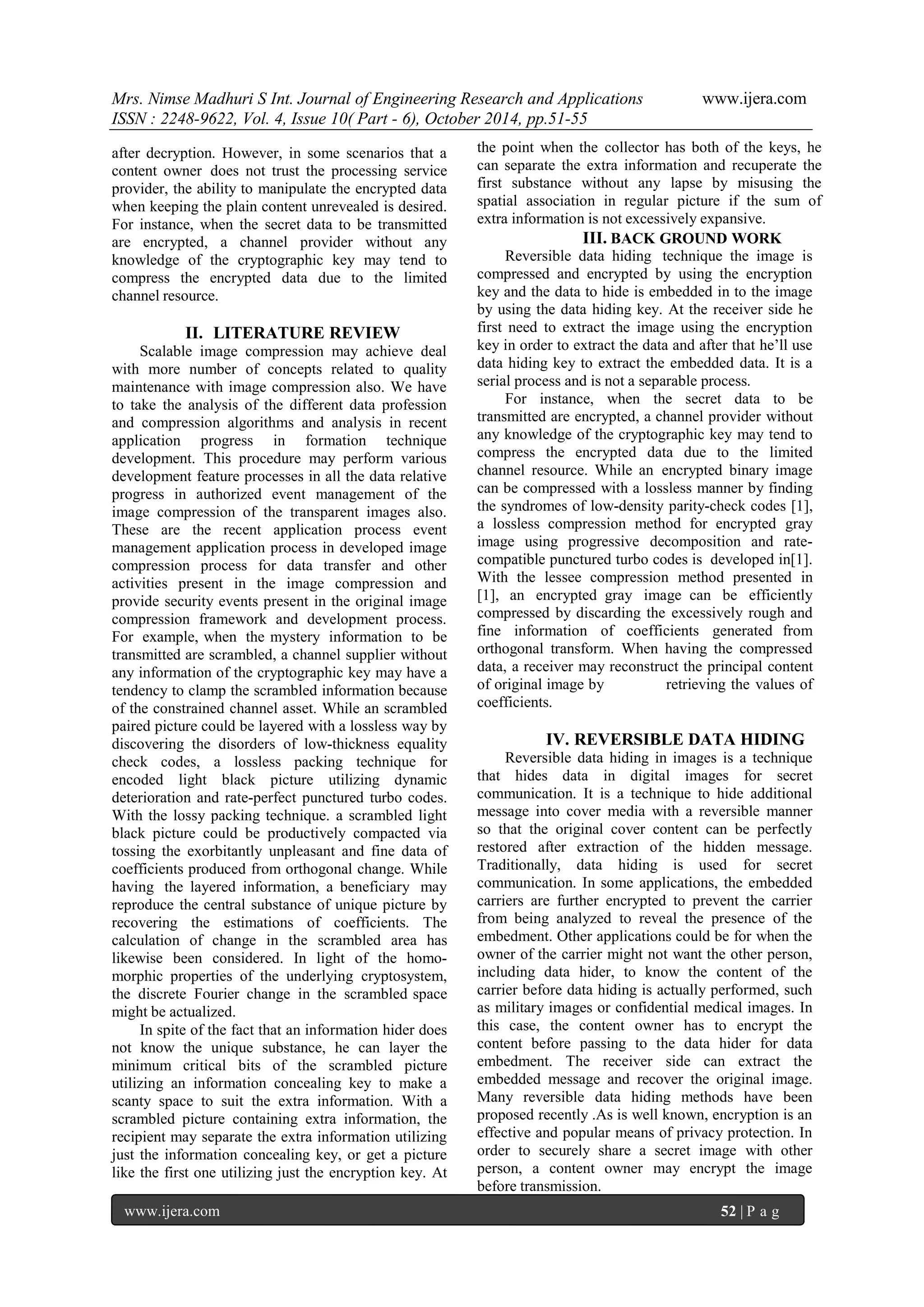 Scalable Image Encryption Based Lossless Image Compression | PDF