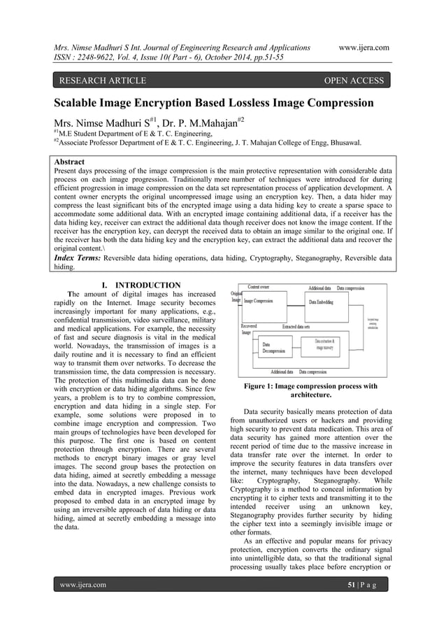 Scalable Image Encryption Based Lossless Image Compression | PDF