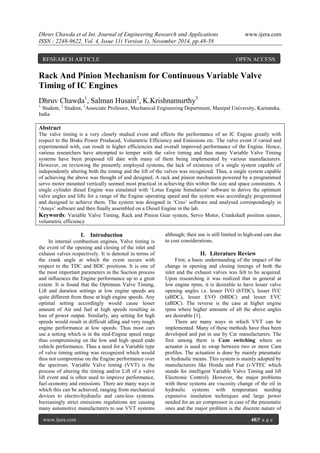 Rack And Pinion Mechanism for Continuous Variable Valve Timing of IC ...