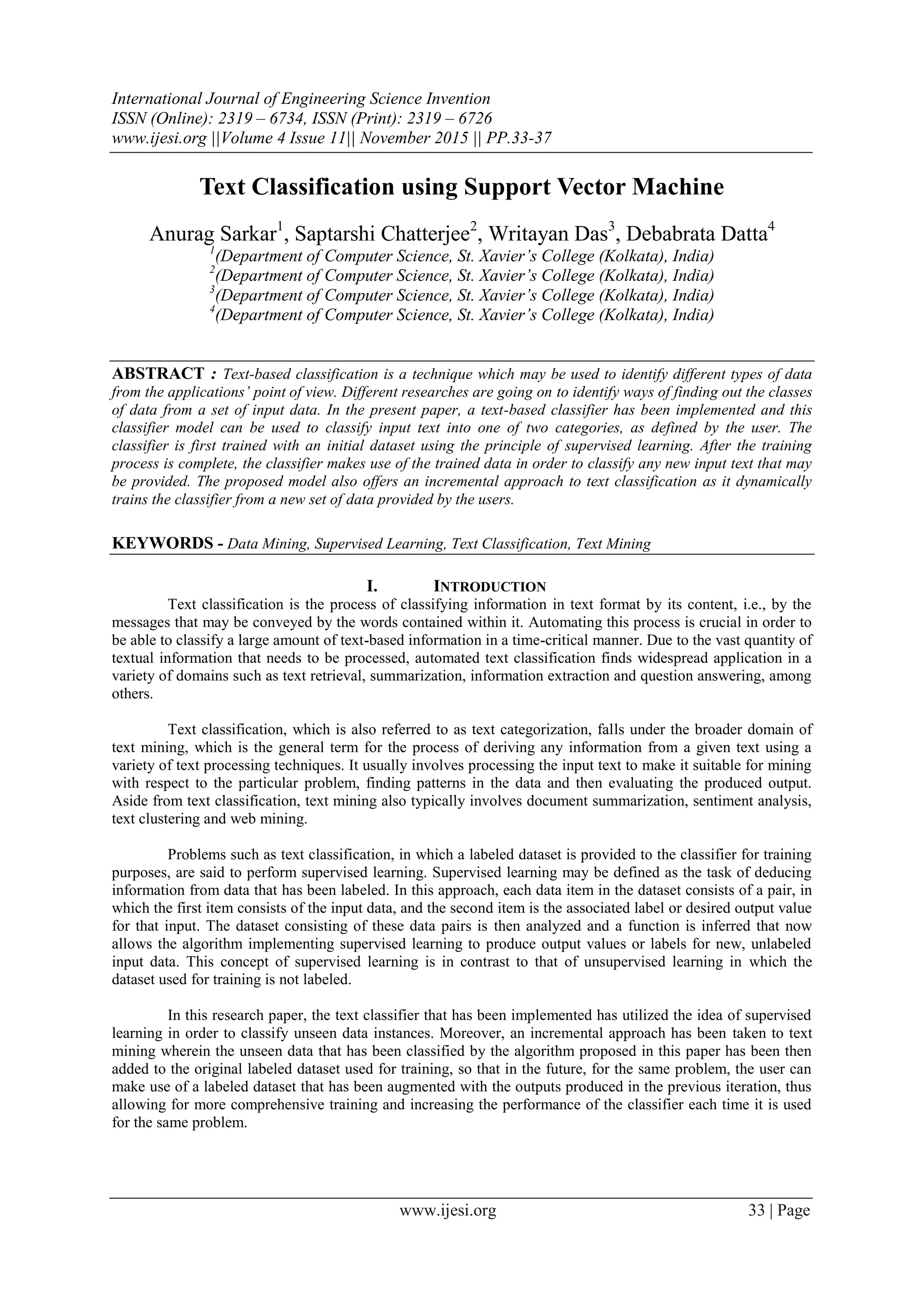 Text Classification Using Support Vector Machine Pdf