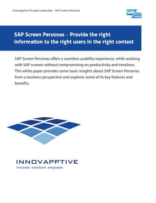 SAP Screen Personas – Provide the right information to the right users ...