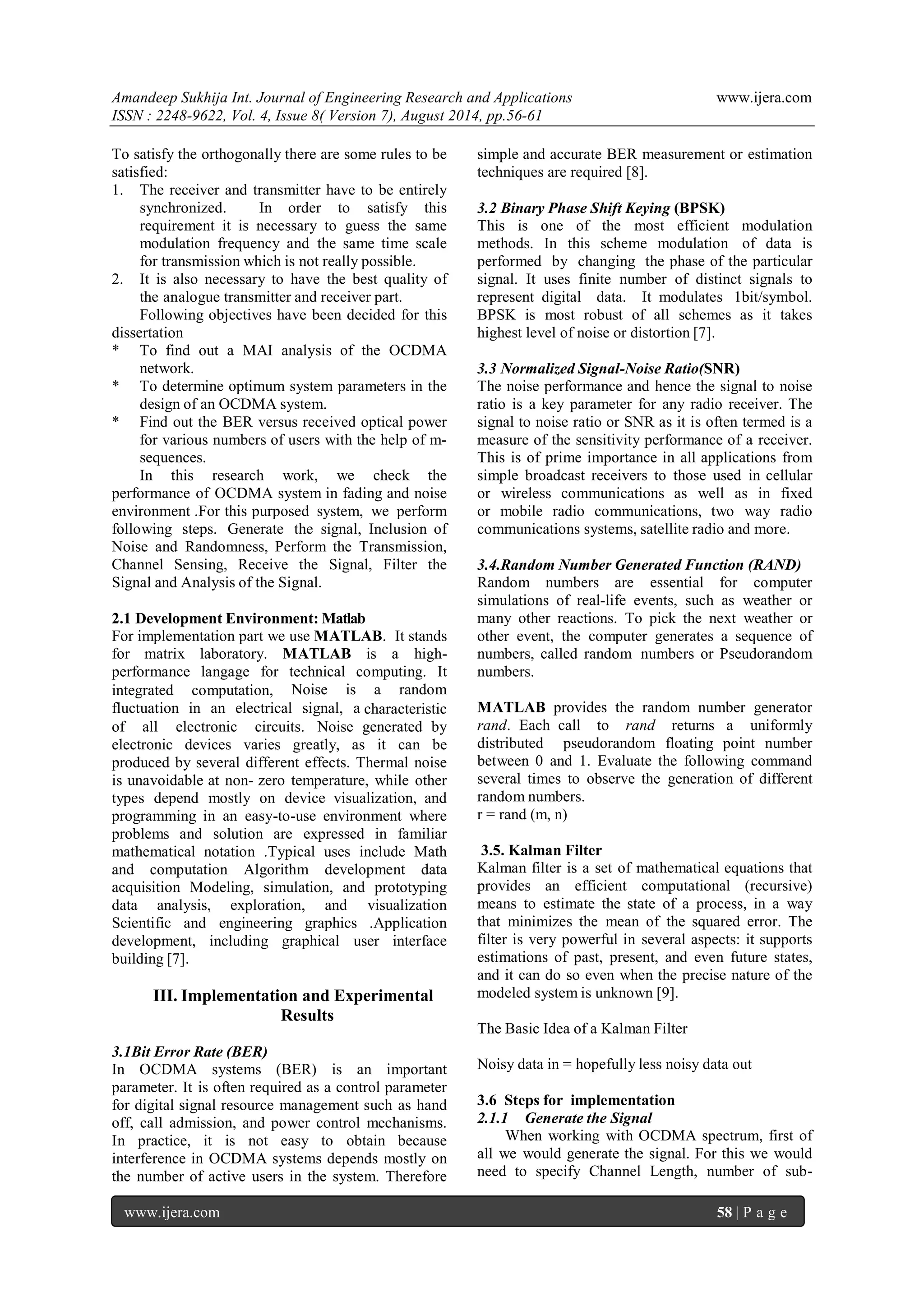 Performance Analysis of Optical Code Division Multiple Access (OCDMA) System | PDF