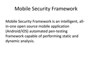 G4H Webcast: Automated Security Analysis of Mobile Applications with Mobile Security Framework ...