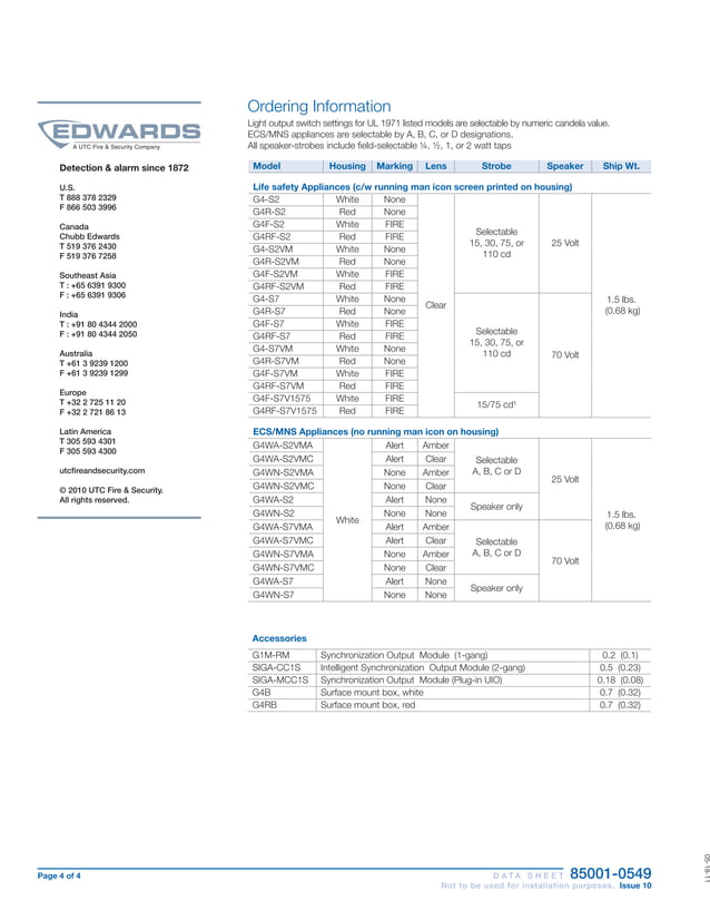 Edwards Signaling G4WA-S7VMC Data Sheet | PDF | Home Appliances | Home ...