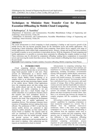 Techniques to Minimize State Transfer Cost for Dynamic Execution Offloading In Mobile Cloud ...