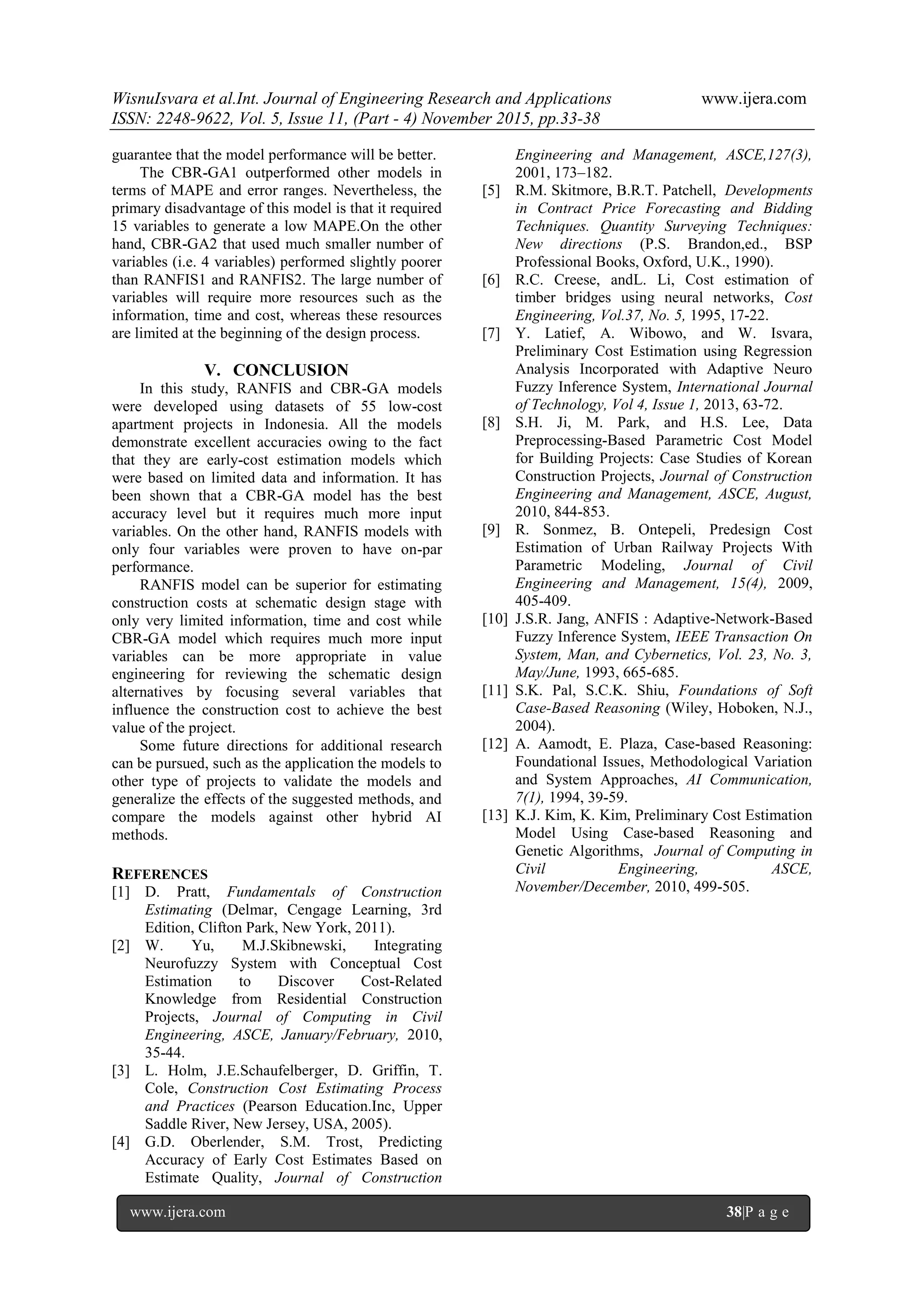 Comparison of Cost Estimation Methods using Hybrid Artificial Intelligence on Schematic Design ...