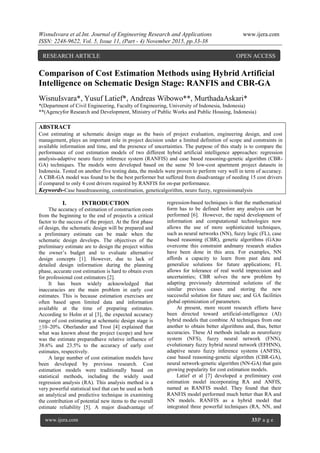 Comparison of Cost Estimation Methods using Hybrid Artificial ...