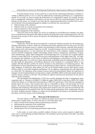 Critical Success Factors for Warehousing Performance Improvement in Moroccan Companies | PDF