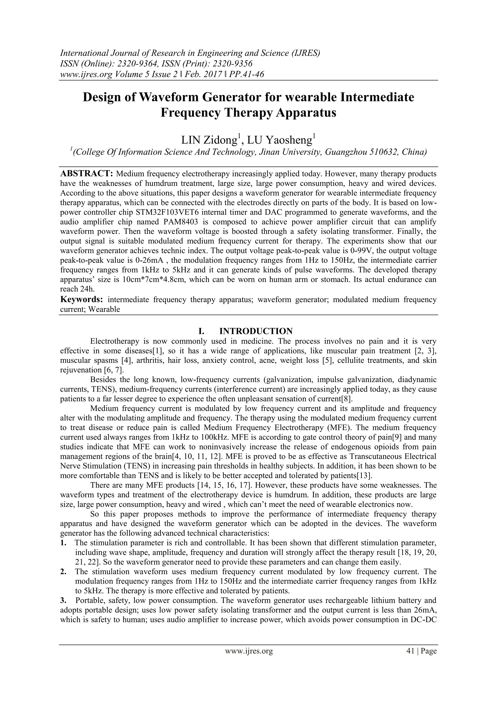 Design of Waveform Generator for wearable Intermediate Frequency ...
