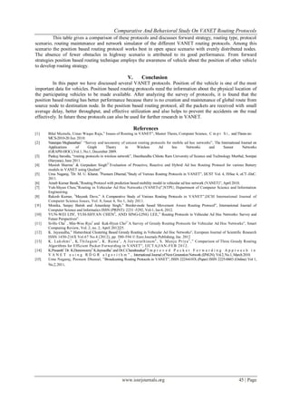 Comparative and Behavioral Study on VANET Routing Protocols | PDF | Computer Networking | Computing