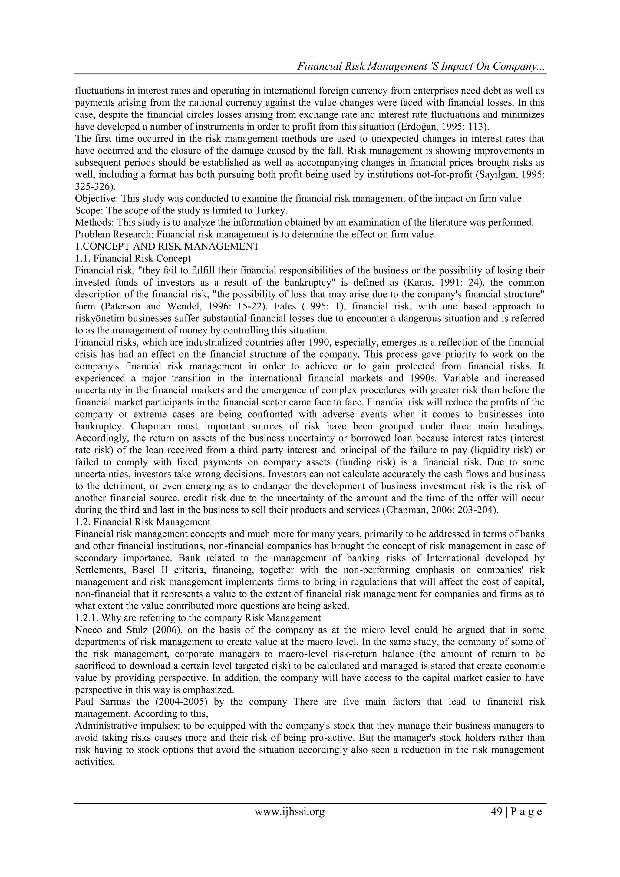 Fınancıal Rısk Management 'S Impact On Company Value | PDF