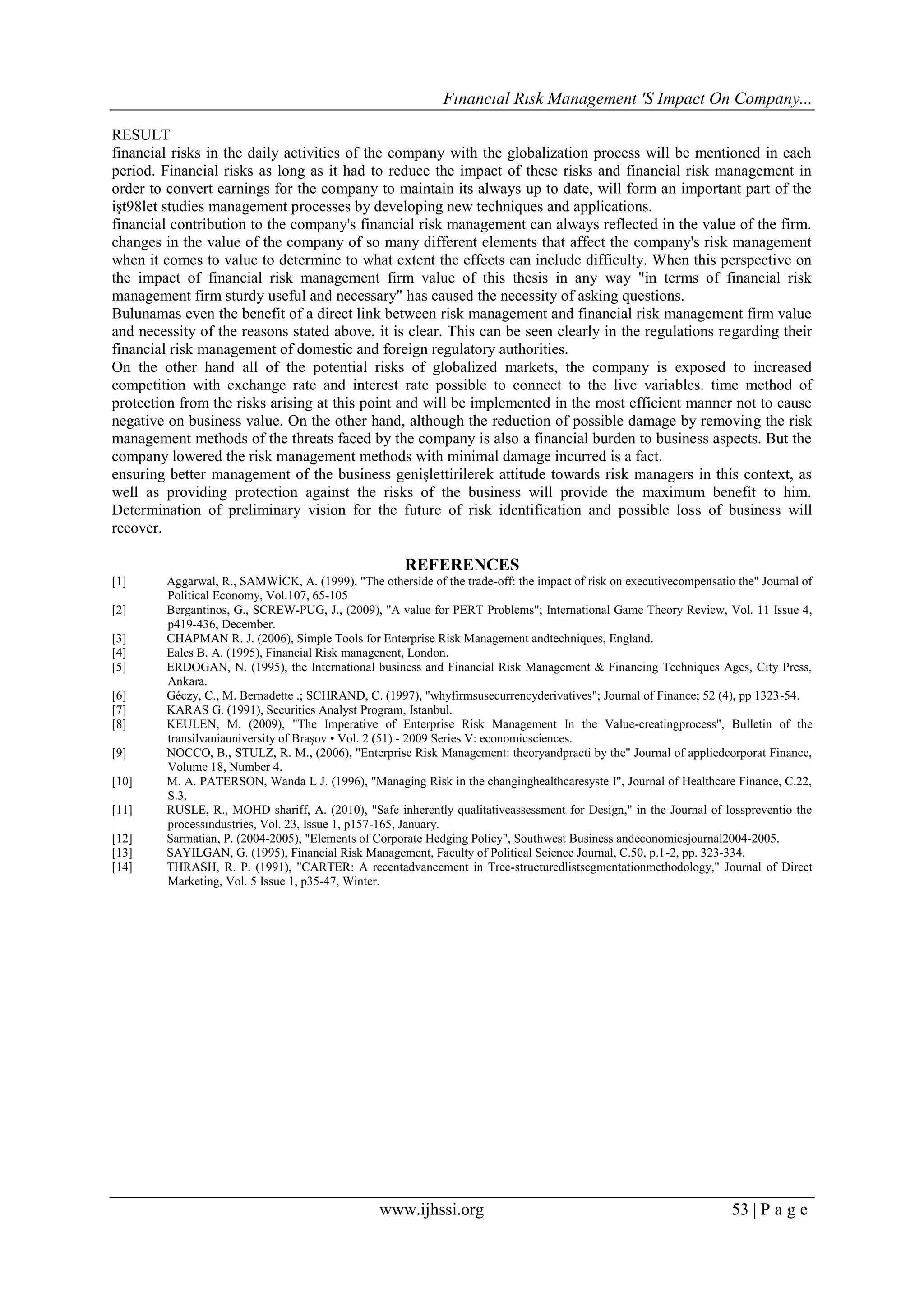 Fınancıal Rısk Management 'S Impact On Company Value | PDF