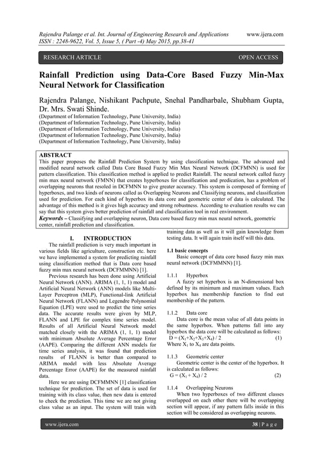Rainfall Prediction Using Data Core Based Fuzzy Min Max Neural Network For Classification Pdf