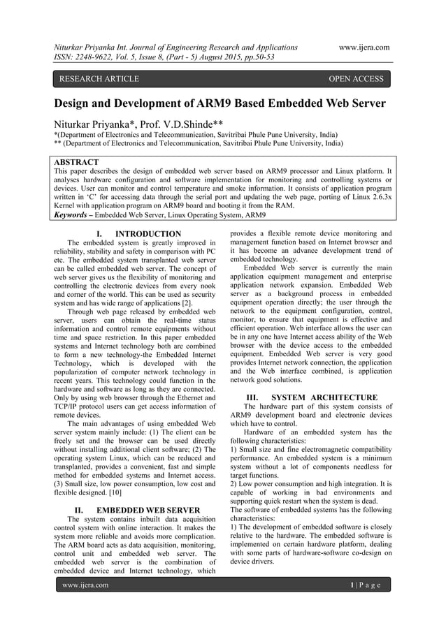 Design And Development Of Arm9 Based Embedded Web Server Pdf