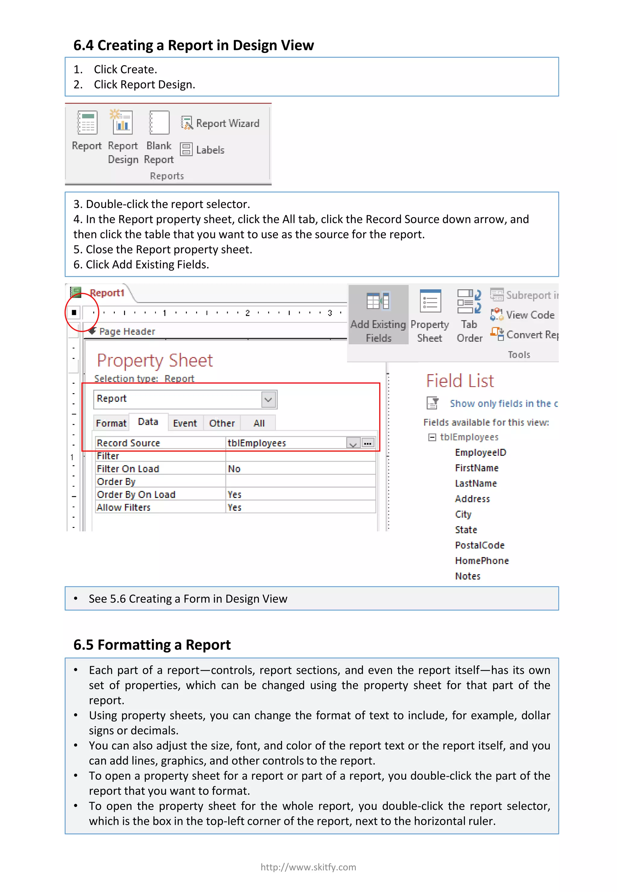 6.4 Creating a Report in Design View | PDF