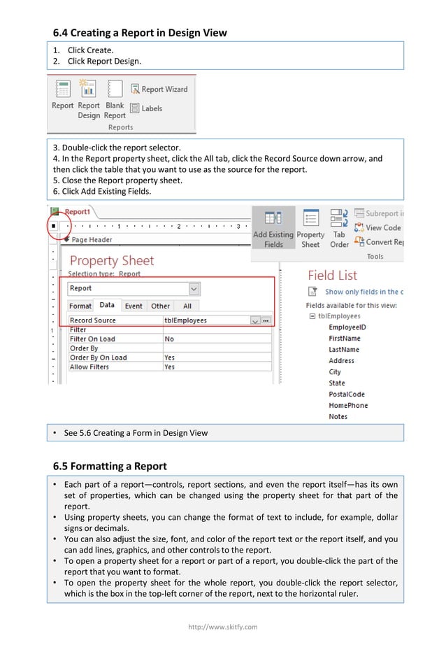 6.4 Creating a Report in Design View | PDF | Technology & Computing