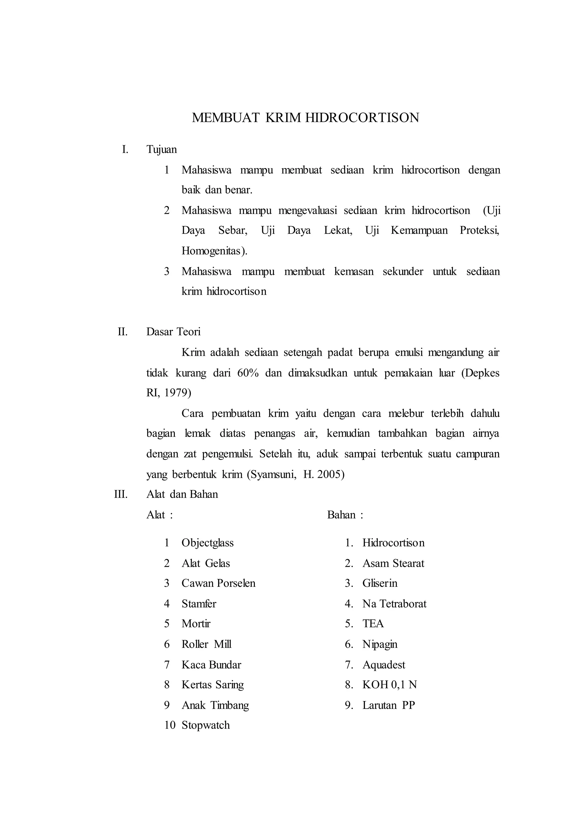Laporan resmi krim hidrocortison | DOCX