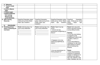 daily lesson log in mapeh third quarter perio | DOCX