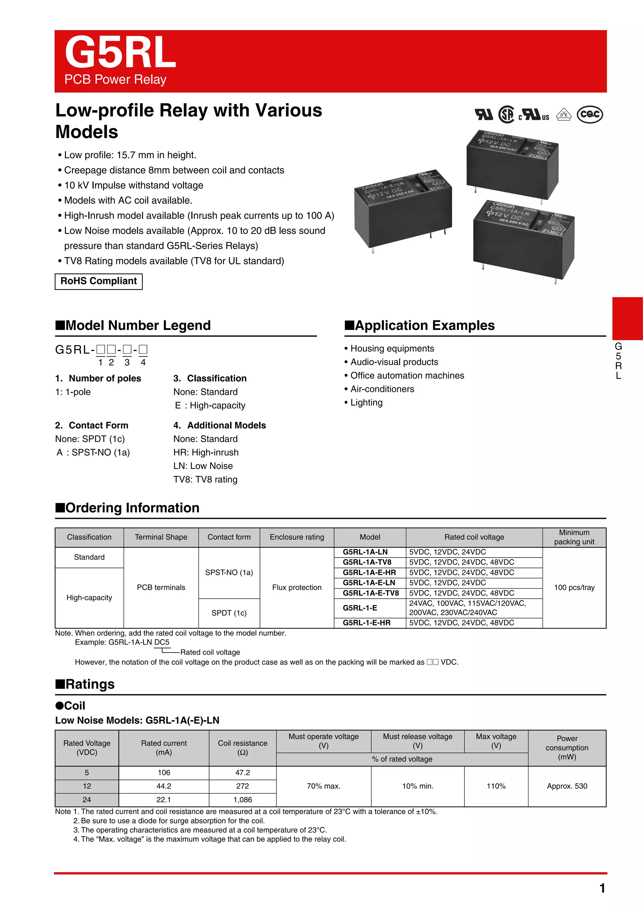 Original Relay G5RL 1A 12V New Omron | PDF